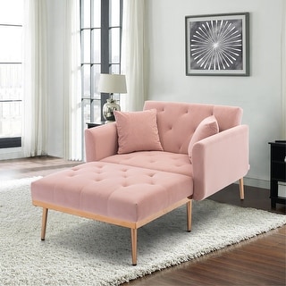 Padded Recliners Sleepers Pink Velvet Fabric Accent Chair Tufted Arm ...