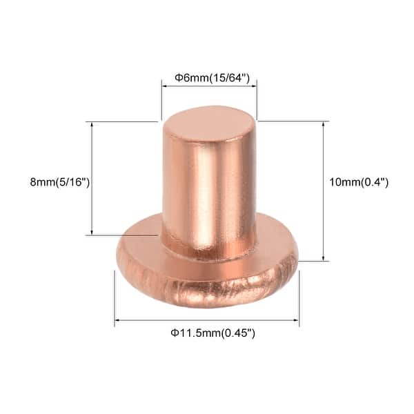 20 Pcs 15/64" x 5/16" Flat Head Copper Solid Rivets Fasteners - Copper ...