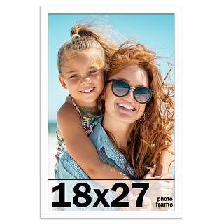 18x27 Frame White Solid Wood Picture Frame Includes UV Acrylic Shatter ...