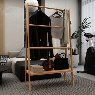 Modern Bamboo Ladder Coat Rack, Free Standing Towel Rack Poolside Rack ...
