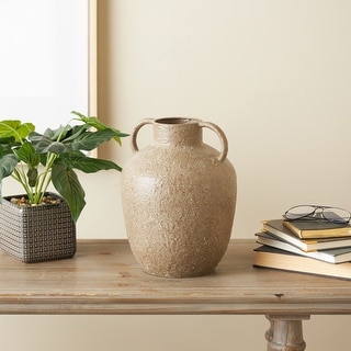 Brown Metal Antique Inspired Decorative Vase with Handles - Bed Bath ...