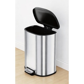 50L / 13.2 Gallon D-Shaped Stainless Steel Step Trash Can - Bed Bath ...