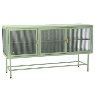 Metal Console Table Display Sideboard with Countertop Glass Doors ...