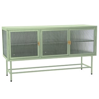 Mint Green Retro Style Entertainment Center TV Stand with Reeded Glass ...