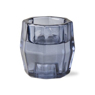 Blue Gem Geo Glass Reversible Taper and Votive Candle Holder, 2.32L x 2 ...