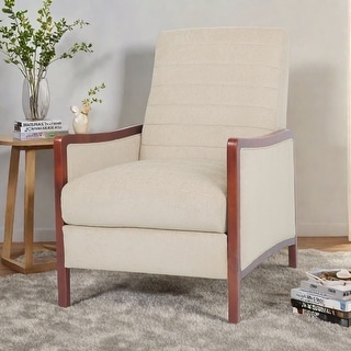 Mid-Century Modern Pushback Recliner with Channel Stitching and Birch ...