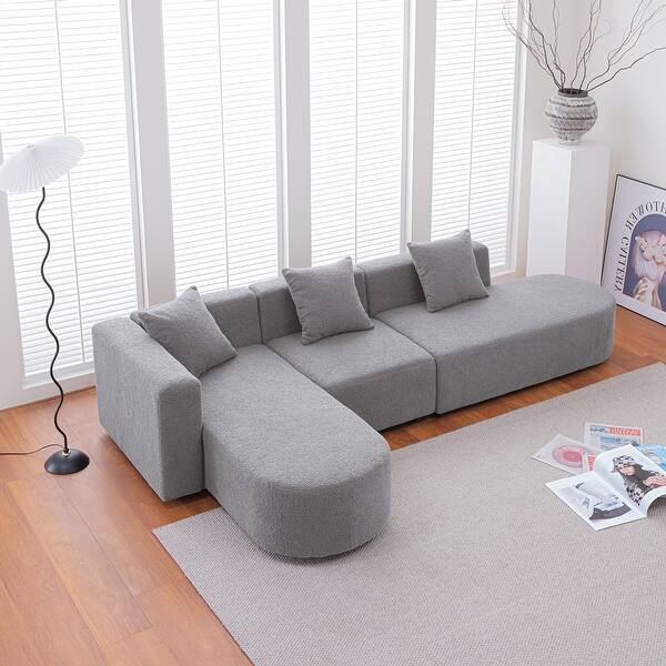 Modern Design L-Shape Sofa Couch with Upholstered Curved Seat and ...
