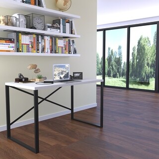 Modern Simple Desk for Home Office Black Metal Frame Writing Desks ...