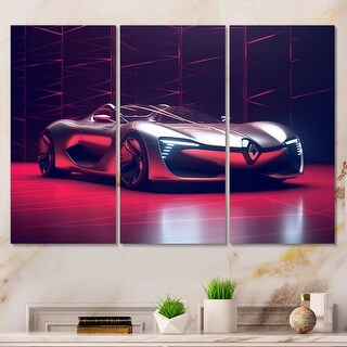 Designart "Neon French Exotic Car II" Neon Car Wall Art Living Room Set ...
