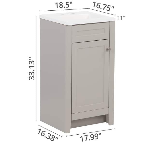 Spring Mill Cabinets Wyre 18" 1-Door Bathroom Vanity With White Sink ...