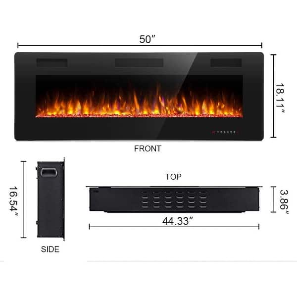 Modern Recessed Wall-mounted Multicolor LED Electric Fireplace, Ultra ...
