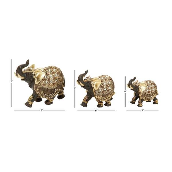 Gold Polystone Handmade Decorated Elephant Decorative Sculpture with ...