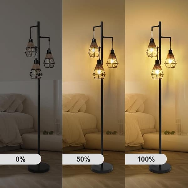 DImmable Floor Lamp with 3 Pack Dimmable Edison Bulbs - Bed Bath ...