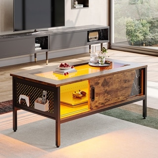 42" Coffee Table with LED Lights and Storage for Living Room - 42 inch ...