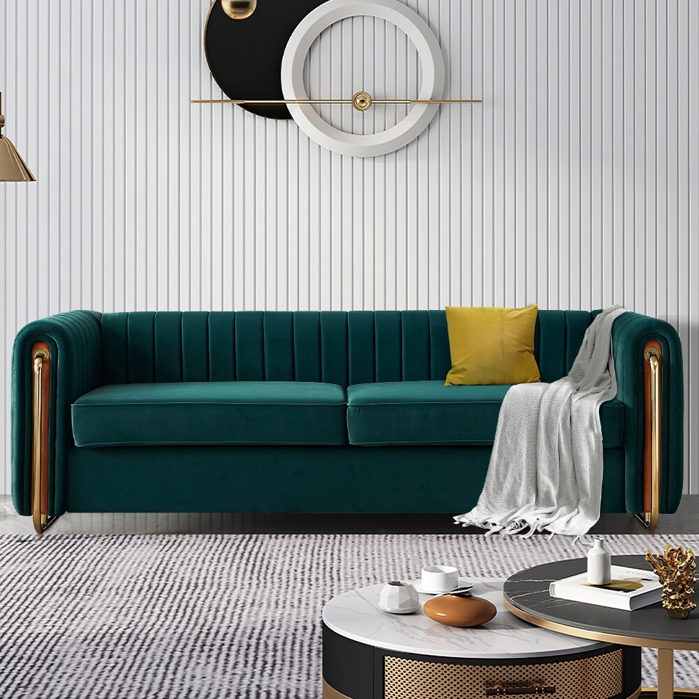 Striped velvet sofa store