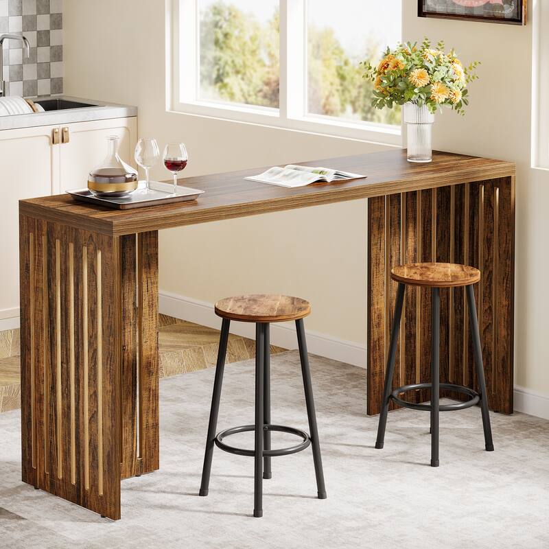 63" Bar Table, Rectangular High Top Kitchen & Dining Table with ...