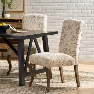 Modern Set of 2 Dining Chairs with Script Pattern Backrest, Padded Seat ...