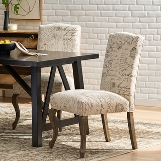 Upholstered French Script Pattern Dining Chair Set of 2 - Bed Bath ...