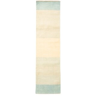 Hand-knotted Peshawar Ziegler Cream, Blue Wool Rug - 2'6" x 10'3 ...