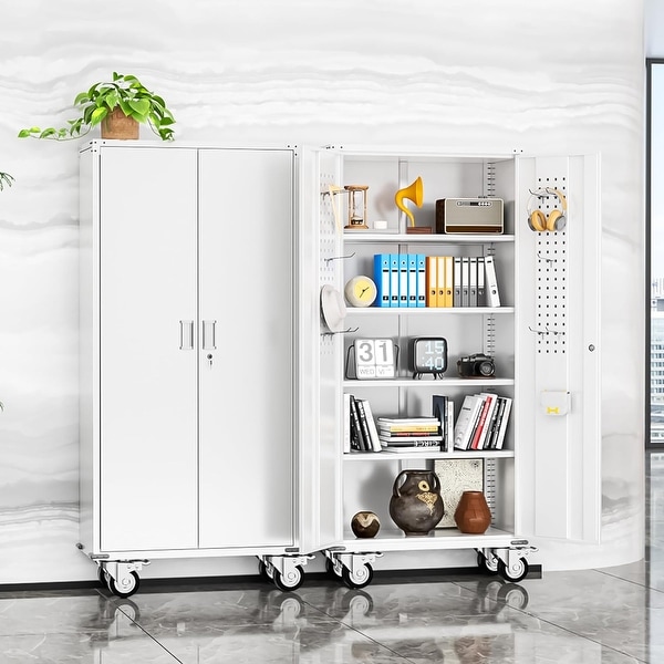 36 72 inch Metal Garage Storage Rolling Tool Cabinet with Locking Doors and Adjustable Shelves On Sale Bed Bath Beyond 38905099