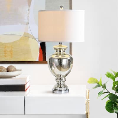 SAFAVIEH Lighting 30-inch Delilah Alabaster LED Table Lamp - 15"x15"x30 ...