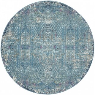 5' Round Blue Distressed Medallion Area Rug - 3'6" - Bed Bath & Beyond ...