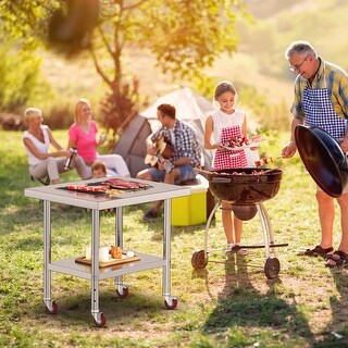 30'' W Adjustable Stainless Steel Pre Table with Caster - Bed Bath ...