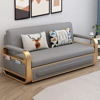 79" King Sleeper Sofa Orange Upholstered Convertible Sofa Bed 3 in 1 ...