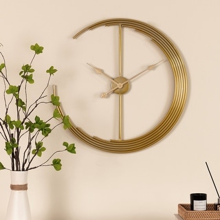 Gold Half-Moon Minimalist Metal Wall Clock - Bed Bath & Beyond - 41813767