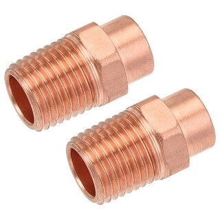 2pcs 3/8 Inch Copper Male Adapters NPT1/4 Reducing Thread Fitting - Bed ...