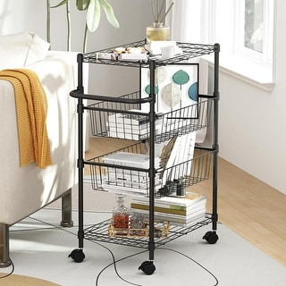 Kitchen Utility Cart, 4 Tier Heavy Duty Rolling Carts with Wheels - Bed ...