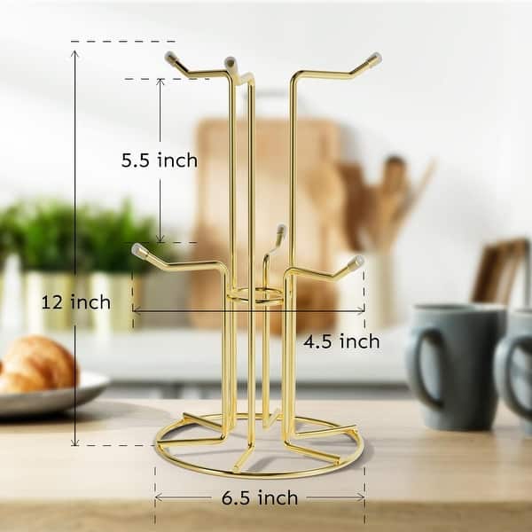 Mug Tree for Large Mugs, Counter Coffee Mug Holder with 6 Hooks - Bed ...