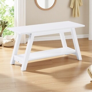 36"L Solid Wood Bench with Shelf, New Zealand Pine - Bed Bath & Beyond ...