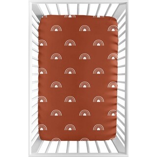 Baby Fitted Mini Portable Crib Sheet Rust White Boho Rainbow Portable ...