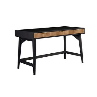 Eli 52 Inch 3 Drawer Home Office Desk, Mahogany Wood, Black, Brown ...