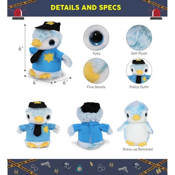 DolliBu Blue Penguin Police Officer Plush Toy w/ Cop Uniform and Cap ...