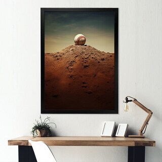 Designart "Baseball Pitchers Mound II" Baseball Framed Wall Art Living ...