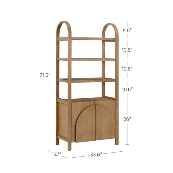 Iris Bohemian 3 Tier Bookshelf, Arched Bookcase Cabinet, Solid Wood ...
