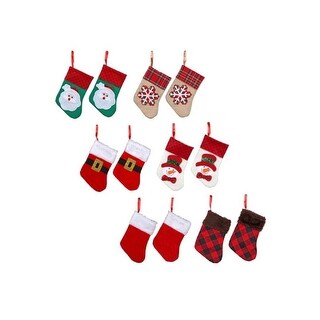 Set of 6 Pairs Mini Christmas Stockings Assorted 12 Count Pack - Bed ...