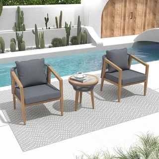 Outdoor 3 piece aluminum conversation set with deep seating cushions ...