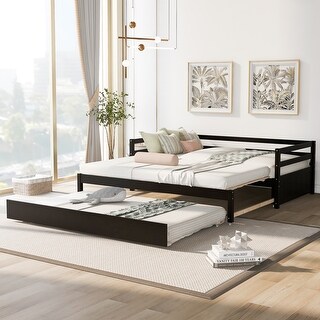 Multifunctional Extending Daybed with Trundle, Twin to King Wood Sofa ...