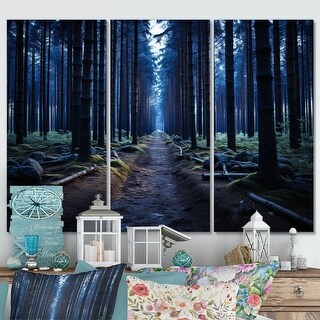 Designart "Blue Path To The Forest" Landscapes Canvas Wall Art Set ...