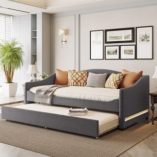 Twin Size Curve Design Daybed Comfort & Soft Teddy Fleece Upholstered ...