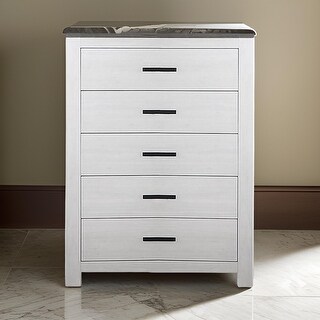 Kopa 45 Inch Tall Dresser Chest, 5 Drawers, Black Handles, White Wood ...
