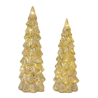 LED Lighted Glittered Christmas Tree Tabletop Decorations - 12" - Gold ...