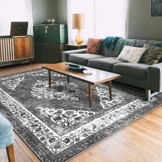Living Room Area Rug 6x9 for Bedroom Grey Floral Rug for Nursery Room ...