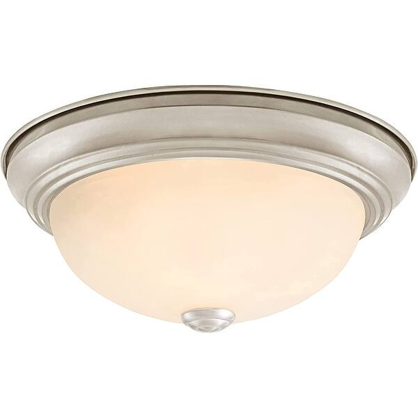 1Lt Flush Mount Ceiling Light Fixture,Brushed Nickel,White Alabaster ...