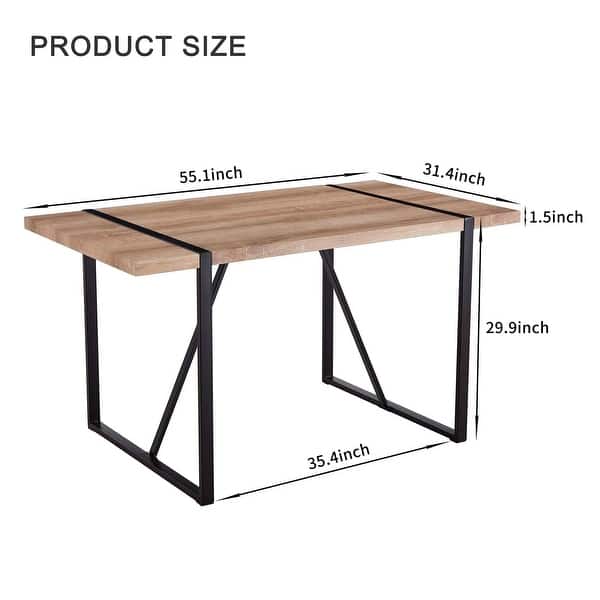 Heavy Duty Metal Frame Dining Table W/ Engineered Wood Tabletop - Bed ...