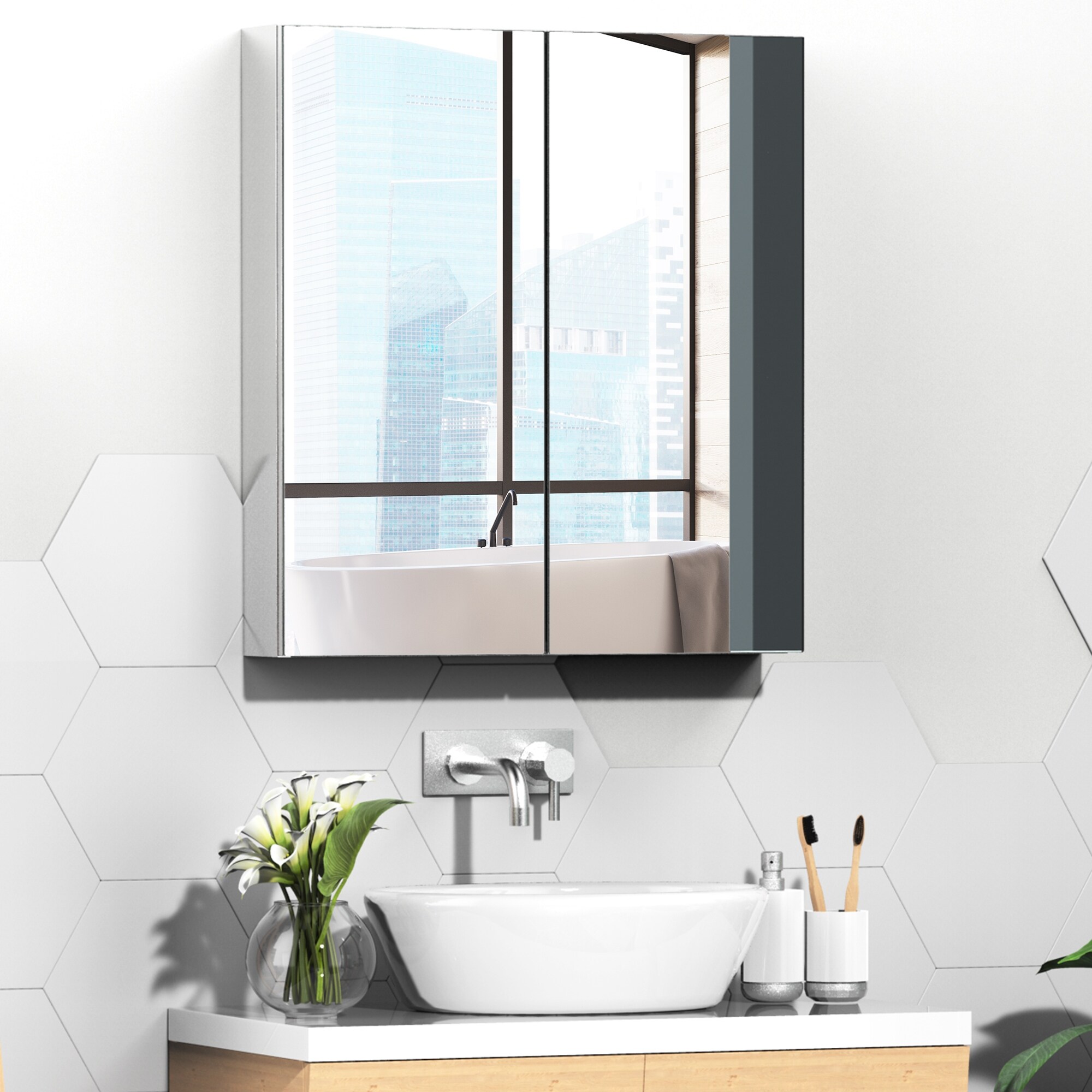 Stainless steel bathroom mirror cabinet store