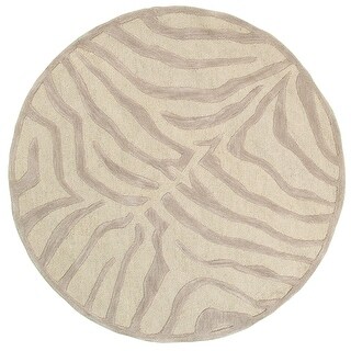 8' Round Taupe Zebra Pattern Area Rug - 3'6" - Bed Bath & Beyond - 39599338